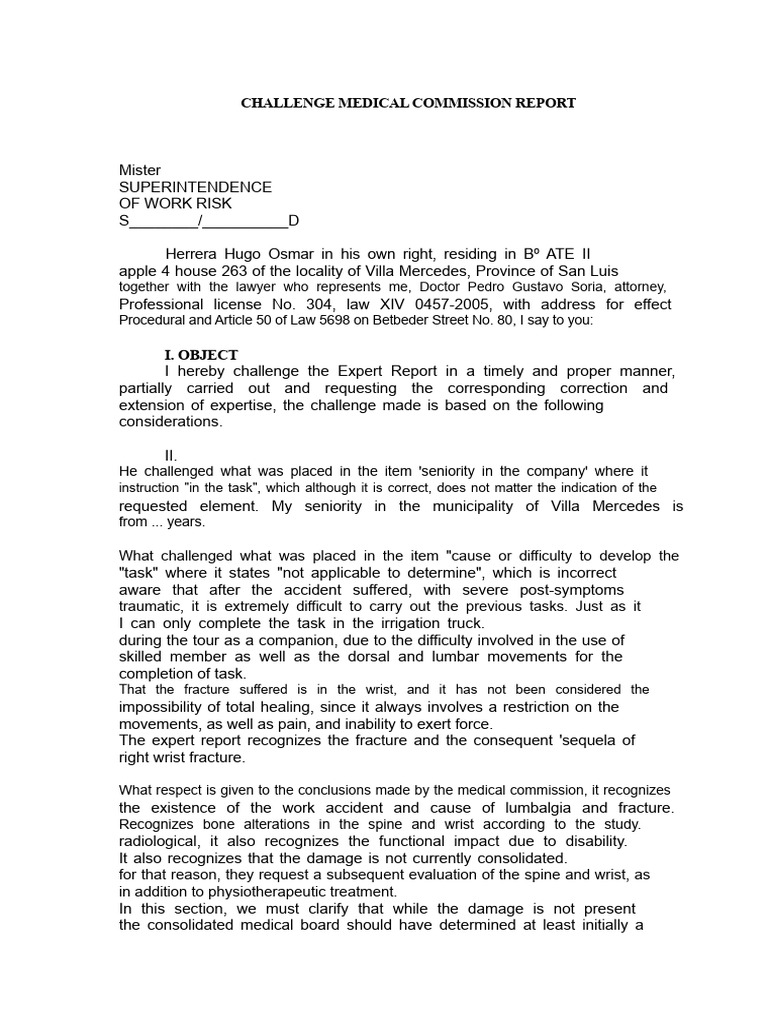 Challenging The Medical Commission's Report | PDF | Low Back Pain