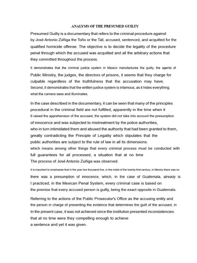 Presumed Guilty: A Legal Analysis | PDF | Presumption Of Innocence | Trials