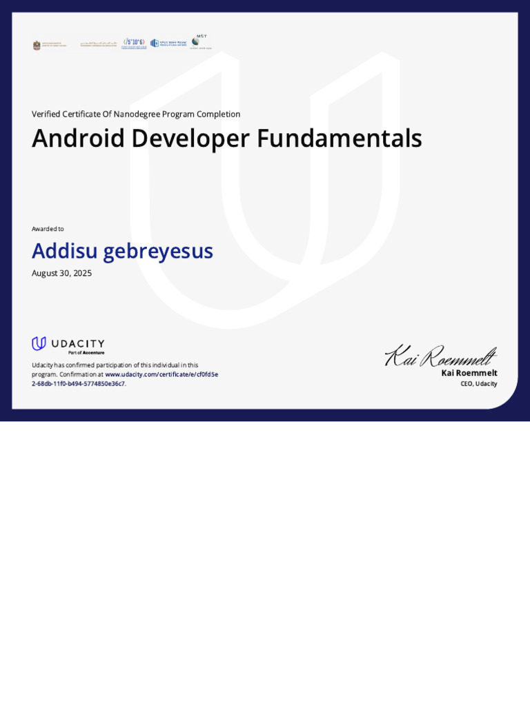 Verified Android Developer Certificate | PDF