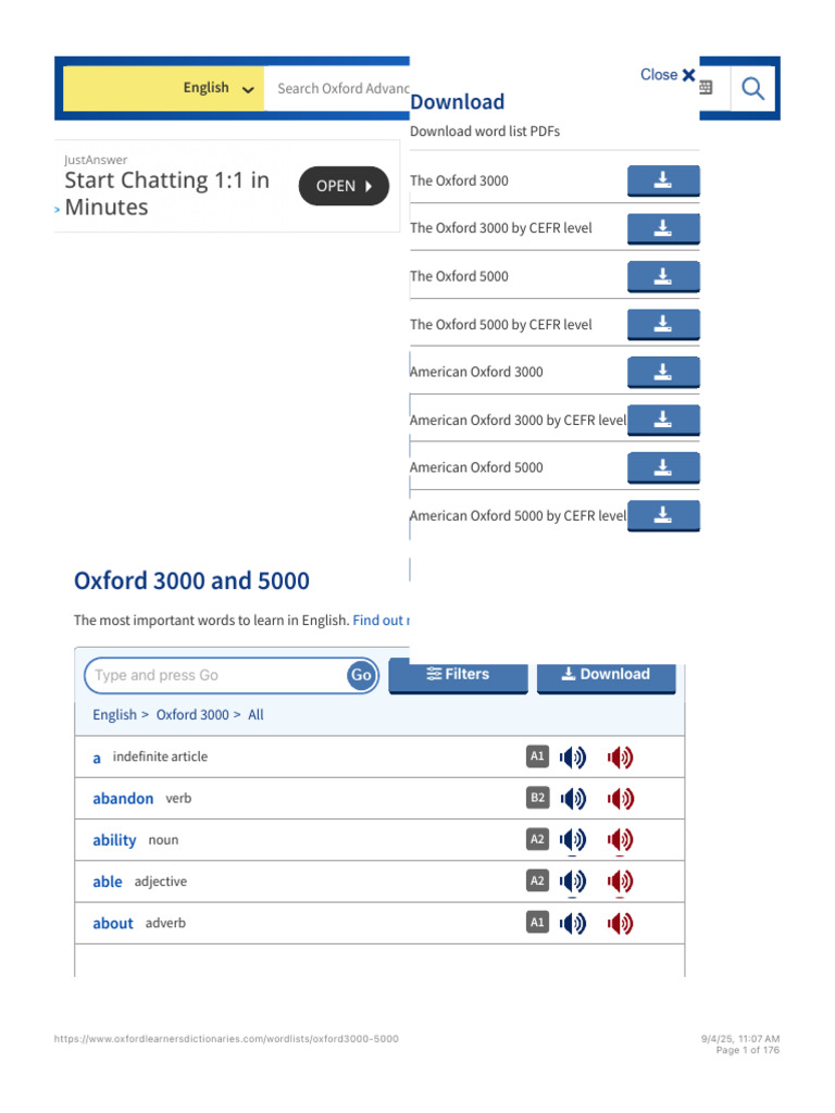 Oxford 3000 and 5000 Word Lists | PDF | Verb | Adverb