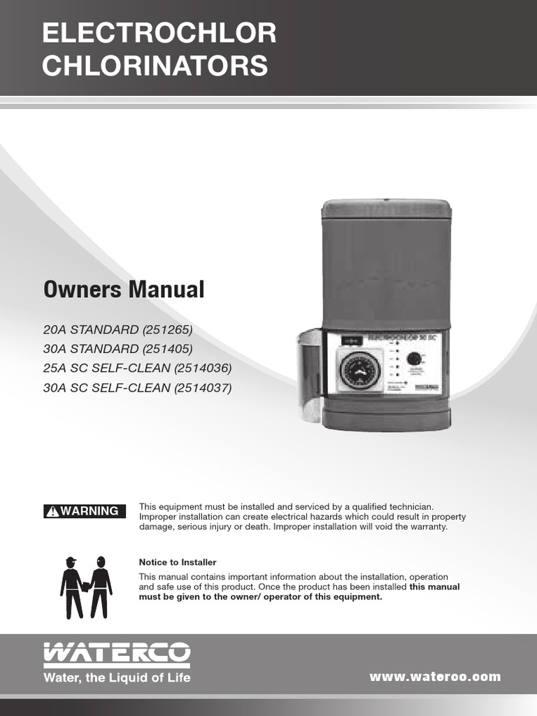 Electrochlor Chlorinators - Manual - x3 Multi Languages - 646081 | PDF ...