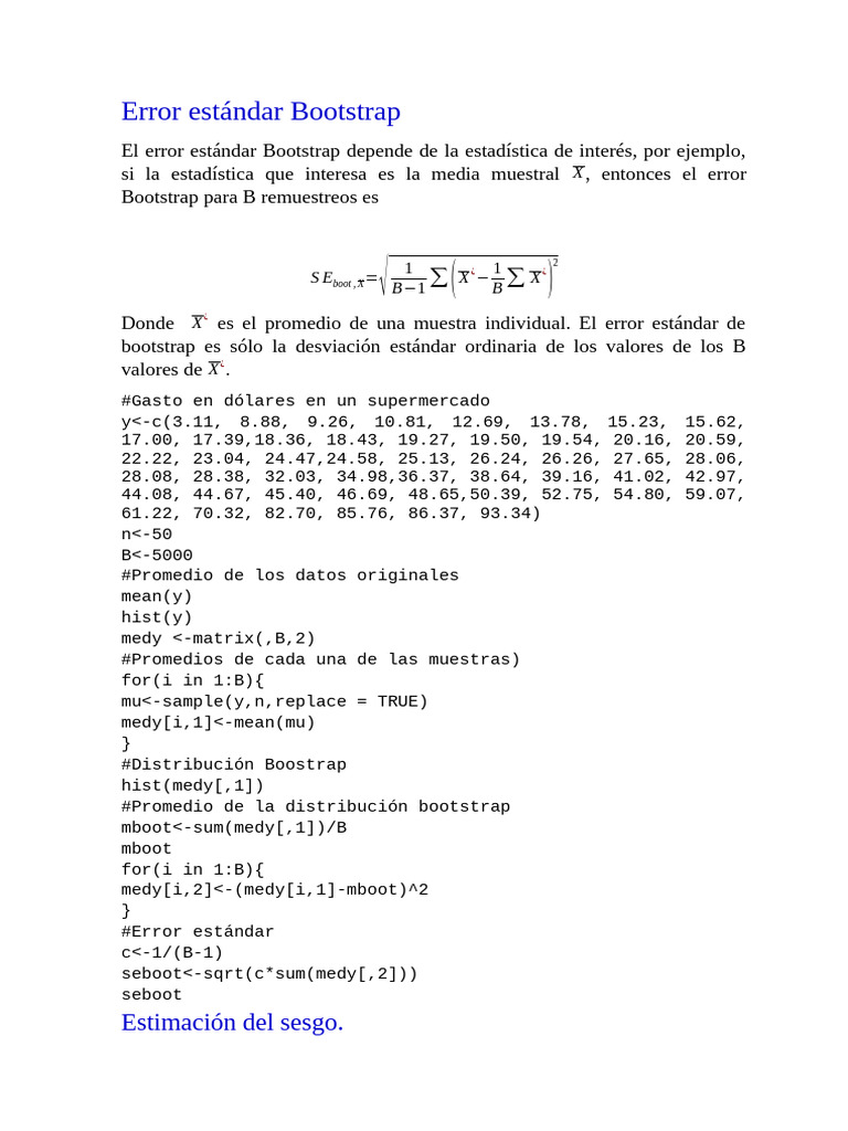 Error Estándar y Sesgo en Bootstrap | PDF | Muestreo (estadísticas ...
