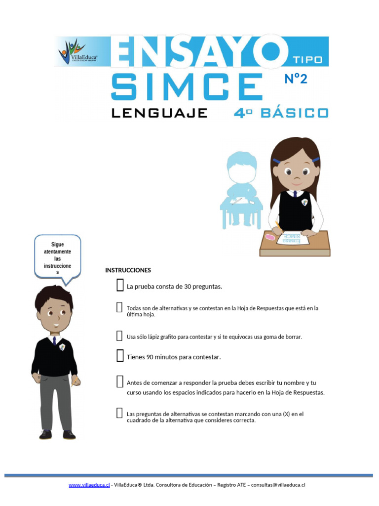 Instrucciones para el Ensayo SIMCE 4º Básico | PDF | Galleta | Lingüística
