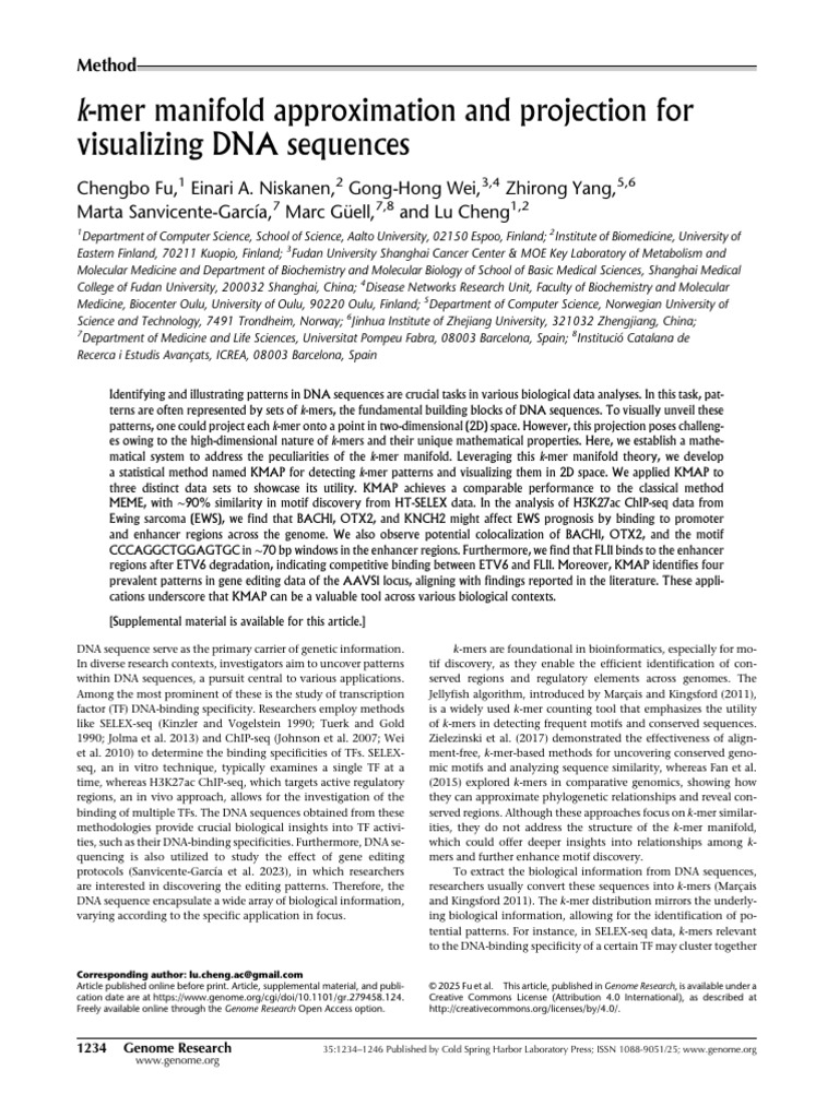 K-Mer Manifold Approximation and Projection For - Visualizing DNA ...
