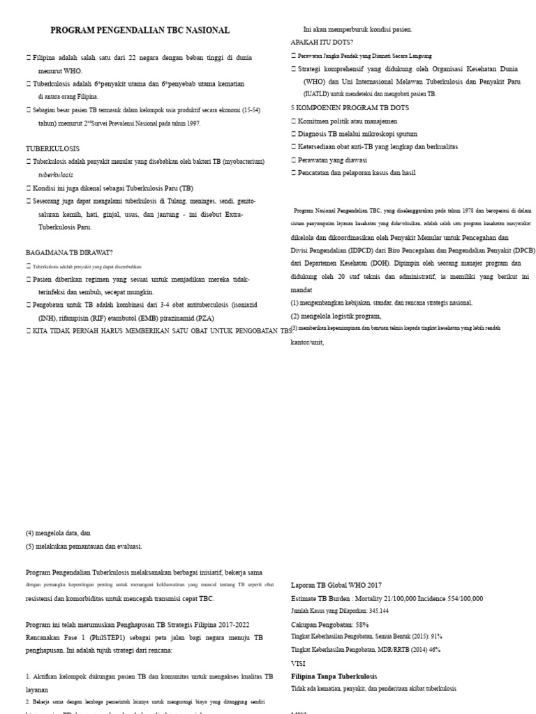 PROGRAM PENGENDALIAN TUBERKULOSIS NASIONAL | PDF