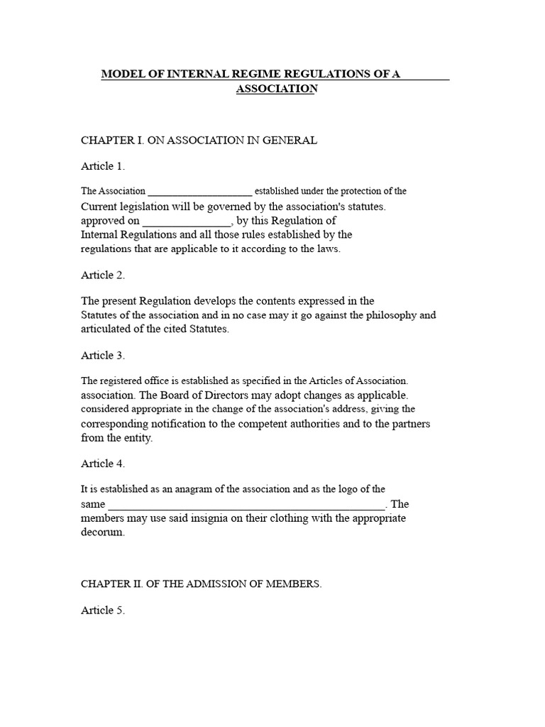 Internal Regulations for Association Governance | PDF | Partnership ...