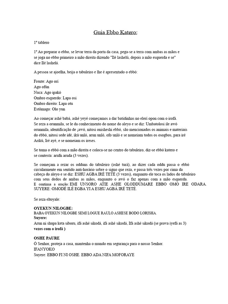 Guia Ebbo Katero | PDF | Divindade | Santeria