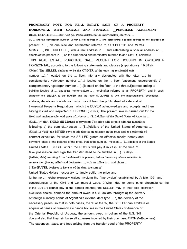 Real Estate Sale Promissory Note | PDF | Prices | Sales