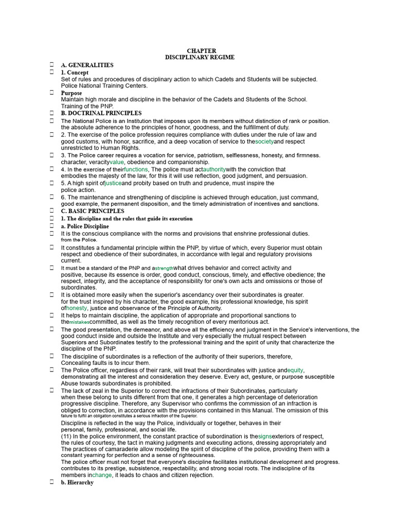 Disciplinary Regime For Cadets and Students of Training of The PNP ...