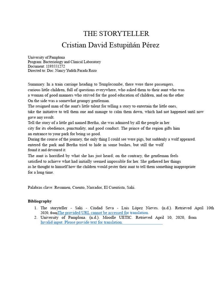 The Storyteller - Summary PDF | PDF