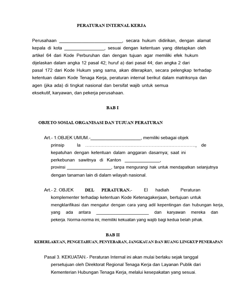 Peraturan Internal Palma (Tipe) | PDF