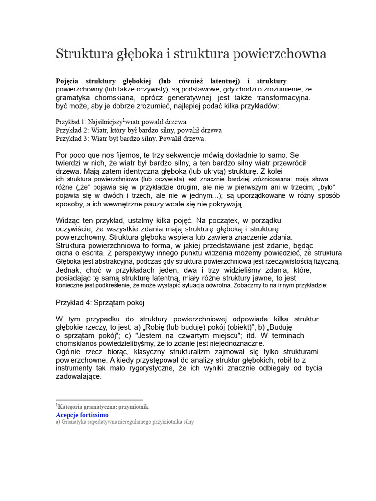 Struktura Głęboka I Struktura Powierzchowna | PDF