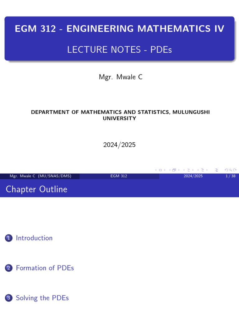 Pdes Egm312 1 | PDF | Partial Differential Equation | Ordinary Differential Equation