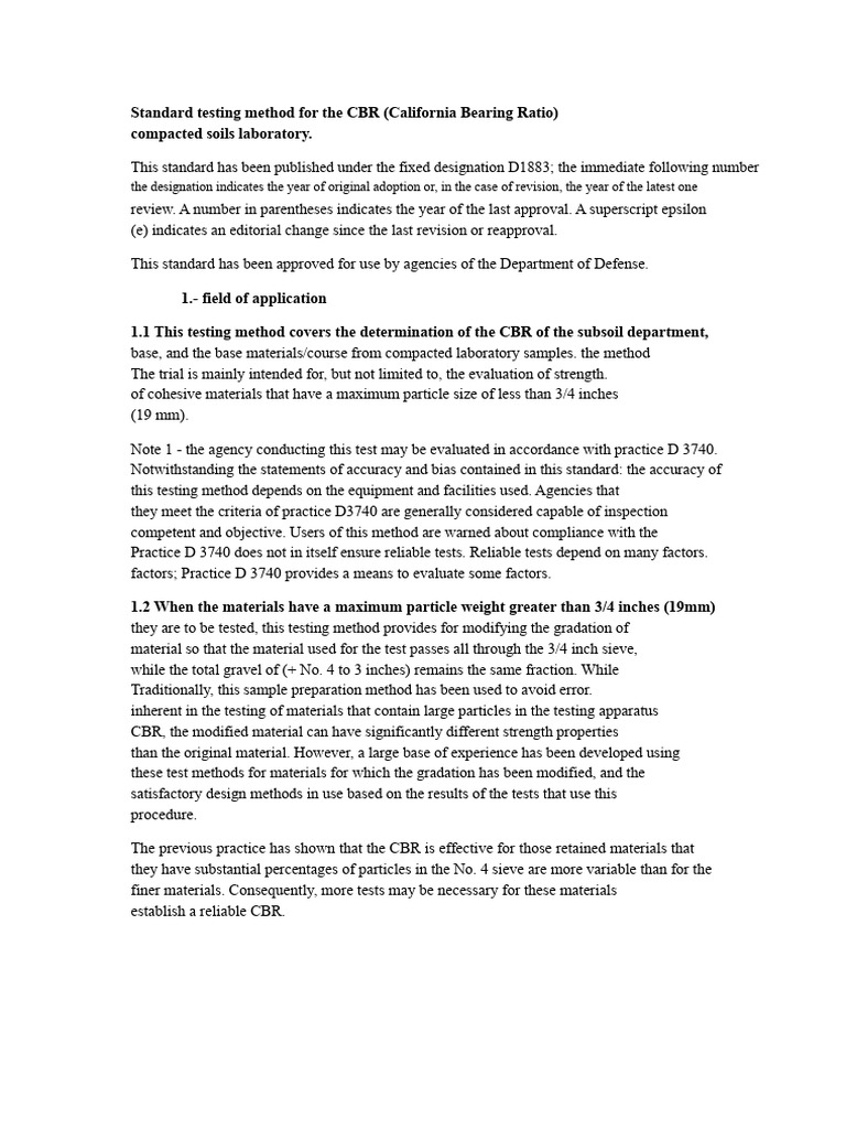 CBR Testing Method Overview | PDF