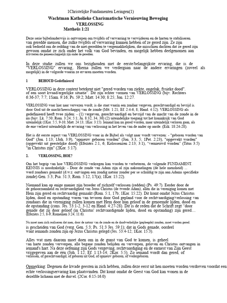 Christelijke Fundamenten Leerstellingen. (Verlossing) | PDF
