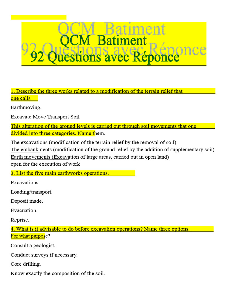 Building Multiple Choice Questions | PDF | Trench | Soil