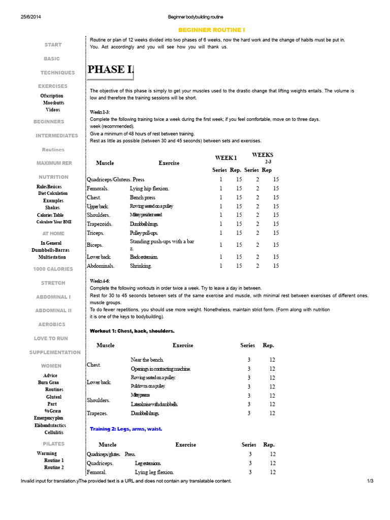 Beginner Bodybuilding Workout Plan | PDF | Strength Training | Weight ...