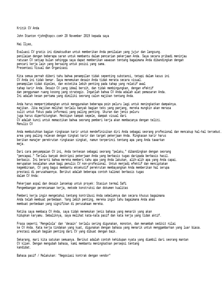 Evaluasi CV Ilyas Habibi | PDF