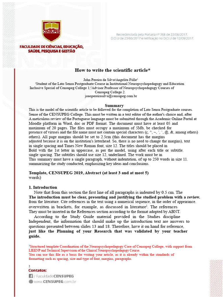 Guide to Writing a Scientific Article | PDF | Paragraph | Abstract ...
