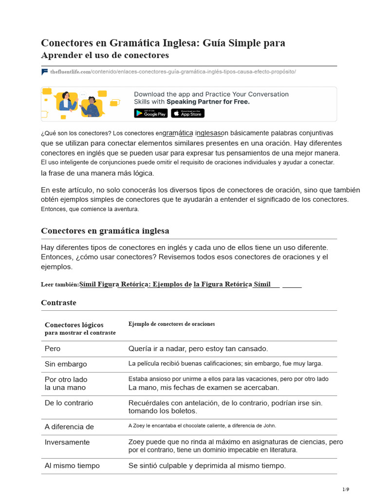 Conectores en Gramática Inglesa Guía Simple para Aprender El Uso de ...