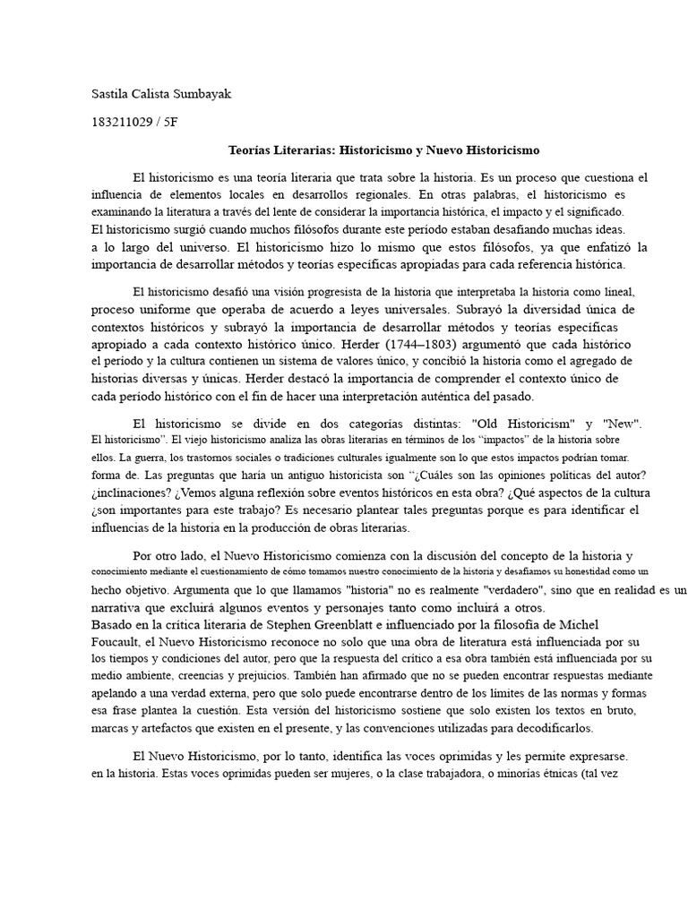 Historicismo y Nuevo Historicismo | PDF | Conocimiento | Autor