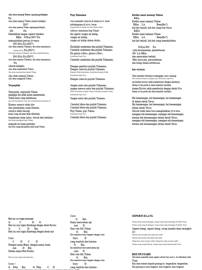 Saya Akan Memuji Tuhan Seumur Hidup Saya. | PDF