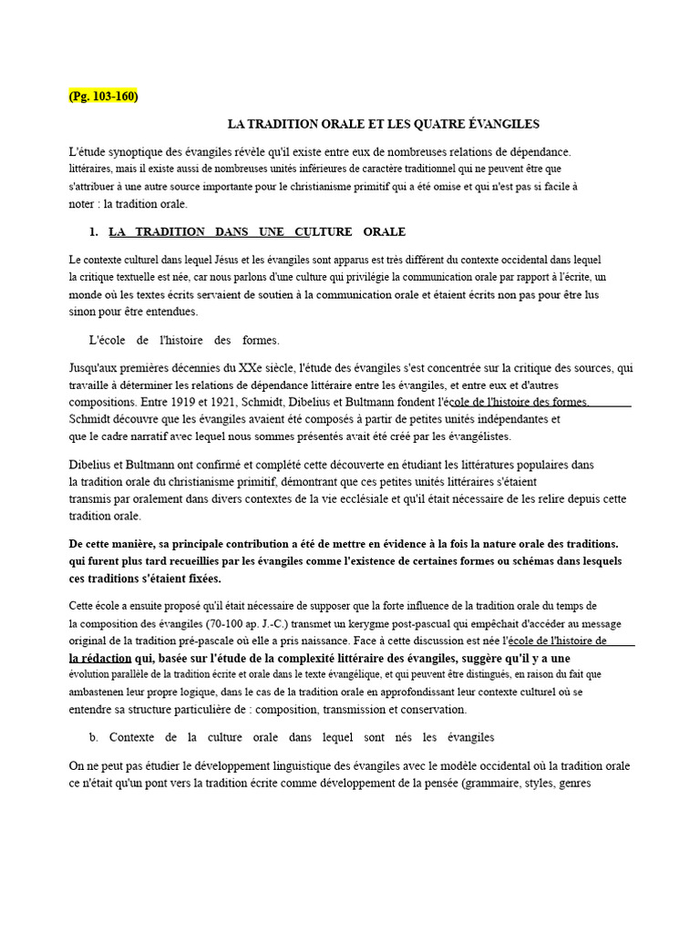 Tradition orale et évangiles synoptiques | PDF | Le gospel | Jésus