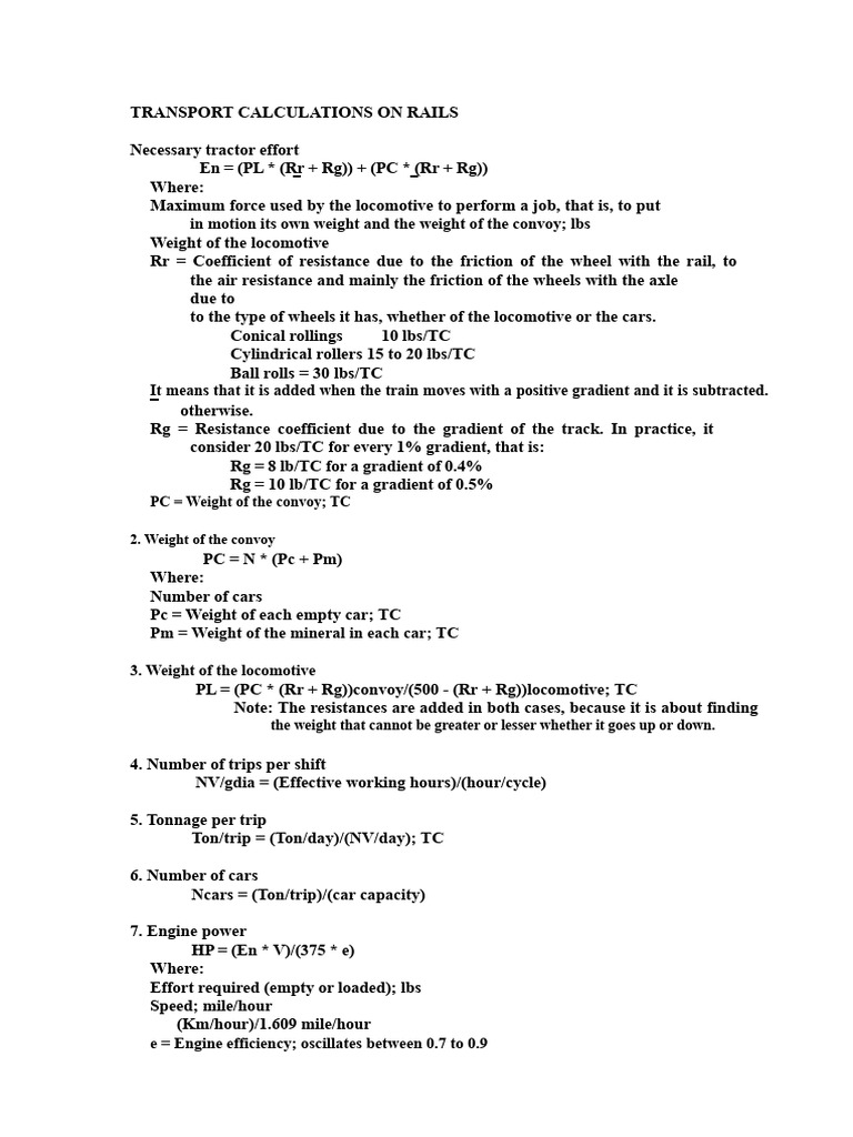 Calculations For Locomotive | PDF | Train | Rail Transport