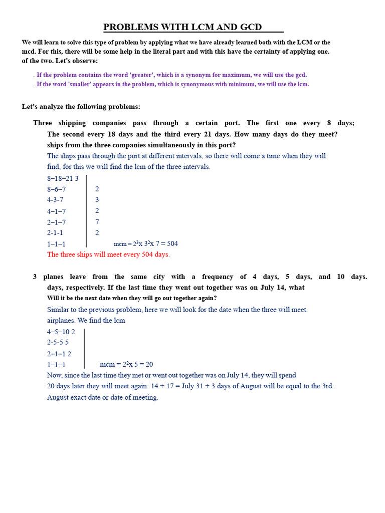 PROBLEMS WITH LCM AND GCD 5th 2020 | PDF | Discrete Mathematics | Number Theory