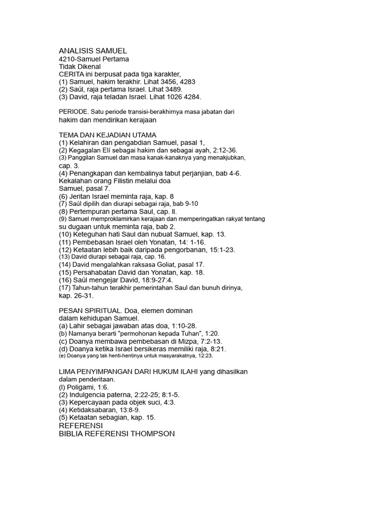 Analisis Kitab 1 Samuel: Transisi Raja | PDF