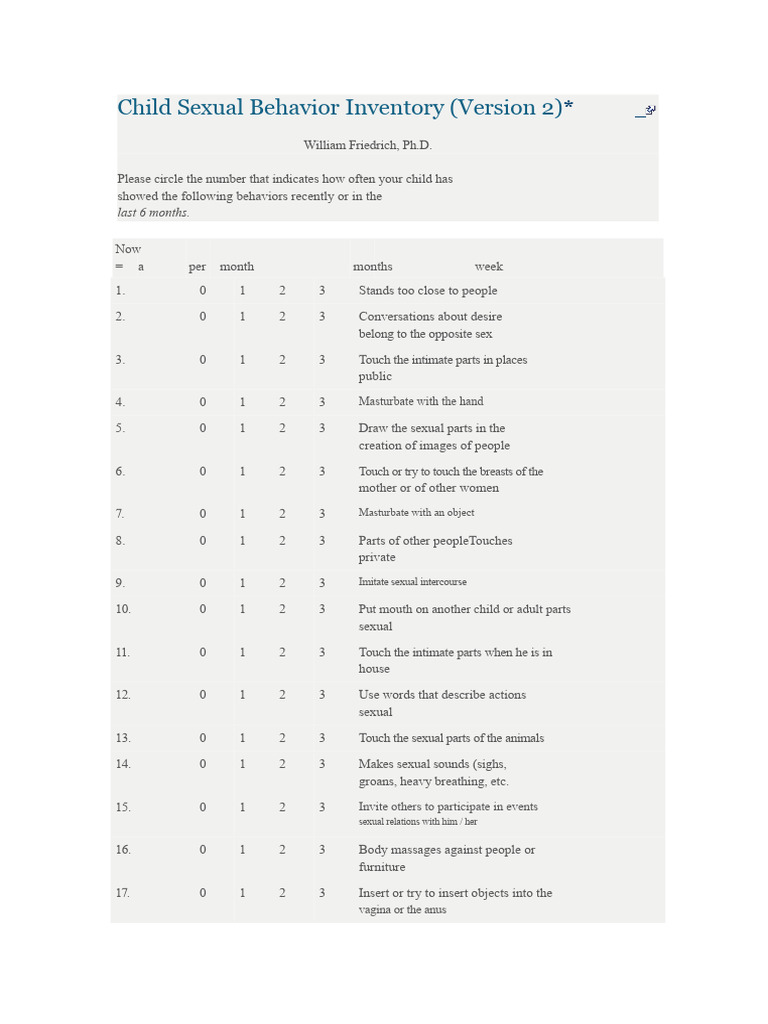 Child Sexual Behavior Assessment Guide | PDF | Human Sexuality ...