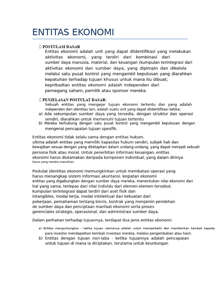 Definisi dan Jenis Entitas Ekonomi | PDF