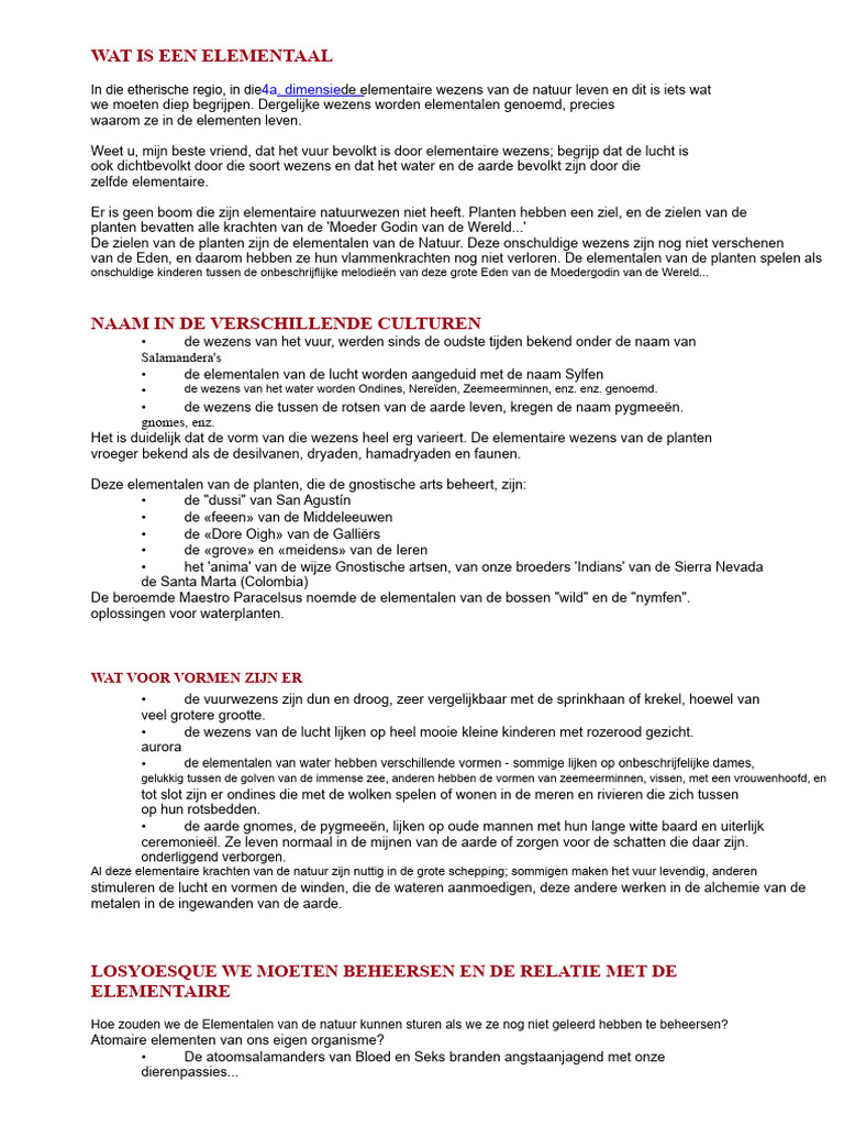 De Elementaire Geesten Van de Natuur | PDF