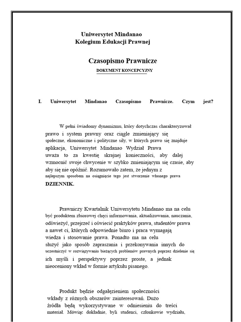 Koncept Dokumentu Dla Czasopisma Prawnego | PDF