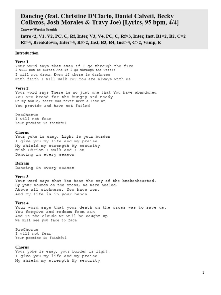 Dancing Lyrics Featuring D'Clario | PDF