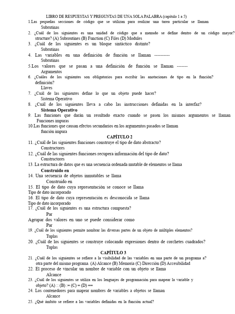 Libro de Preguntas y Respuestas de Todo en Una Palabra CSC | PDF | Python (lenguaje de ...
