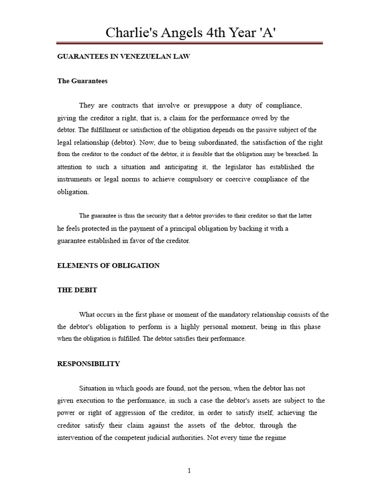 Understanding Guarantees in Venezuelan Law | PDF | Guarantee | Surety