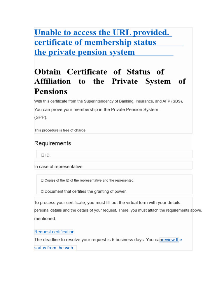 Obtain A Certificate of Affiliation Status To The Private Pension ...