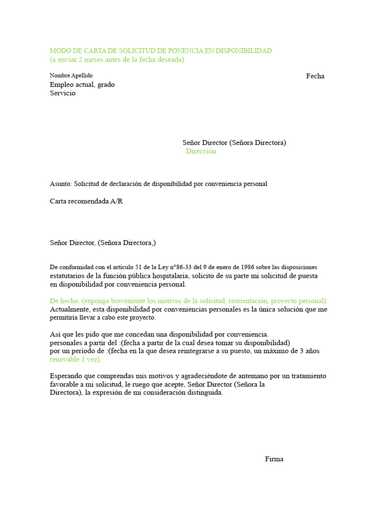 Solicitud de Disponibilidad Laboral | PDF