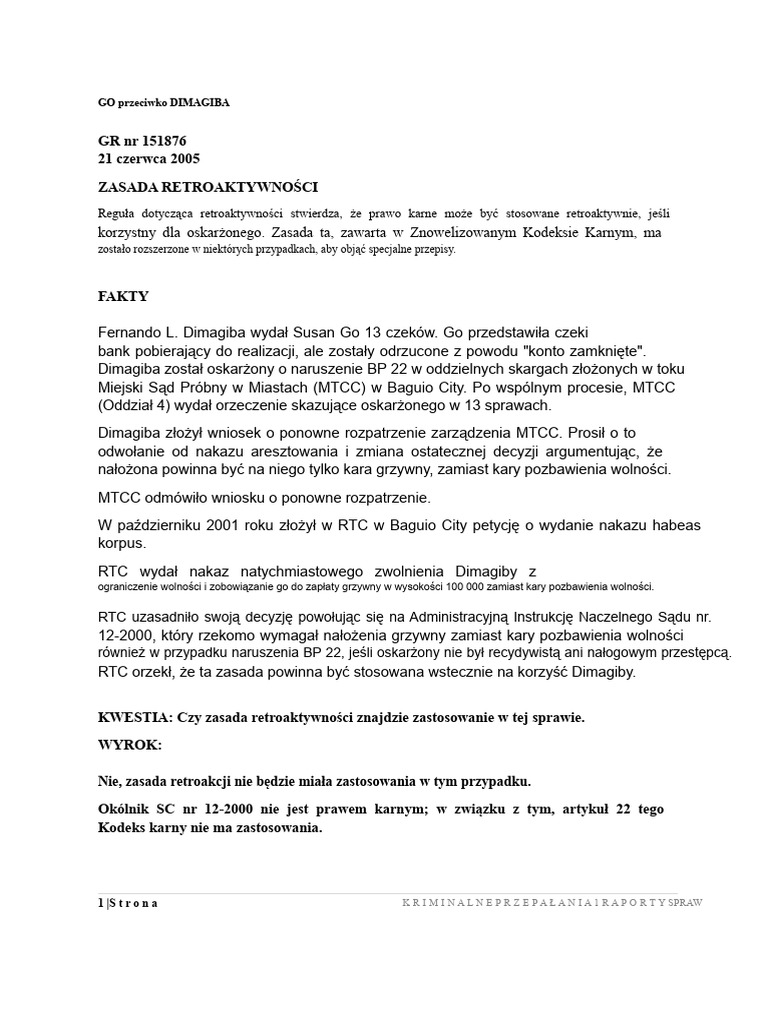Go vs. Dimagiba | PDF