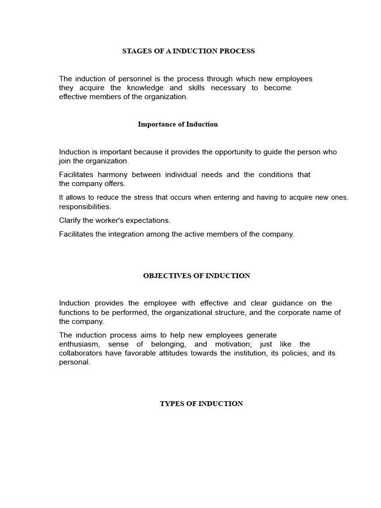 Stages of the Induction Process | PDF | Employment | Policy