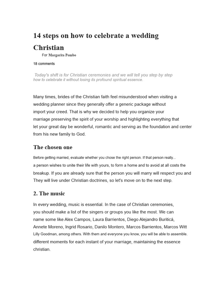 Steps for a Christian Wedding Ceremony | PDF | Wedding | Bridesmaid