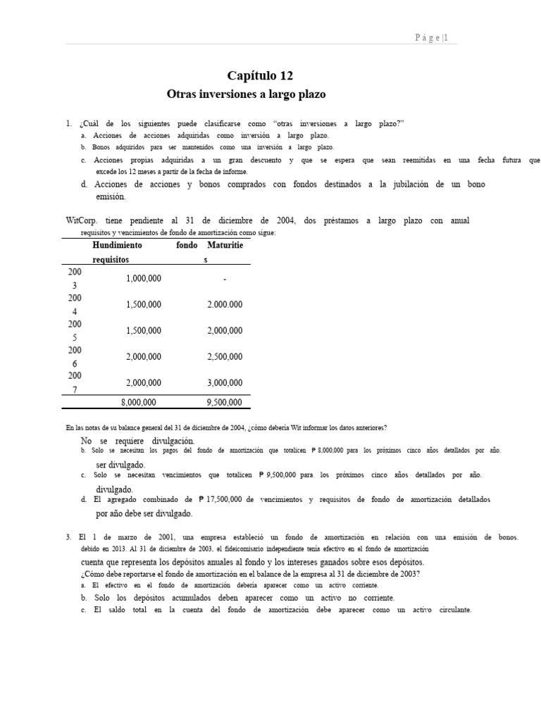 Capítulo 12 - Otras Inversiones A Largo Plazo | PDF | Inversiones ...