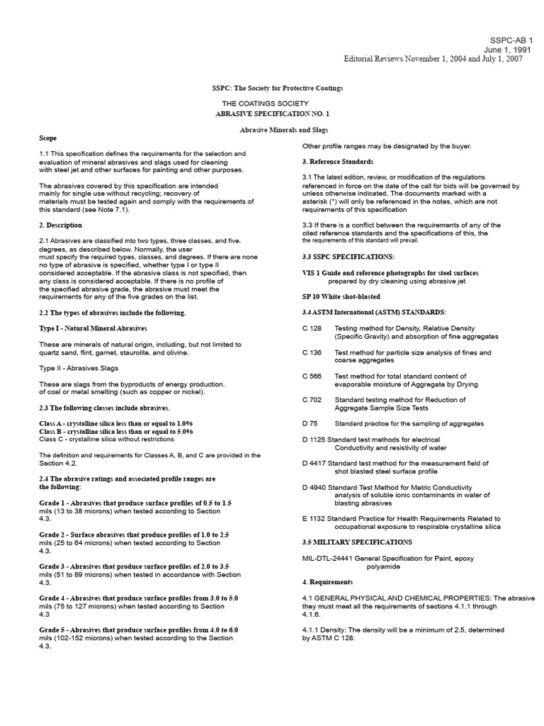 Abrasive Specification No. 1 Overview | PDF | Abrasive | Specification ...