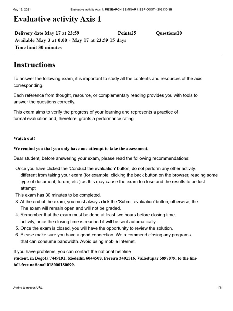 Evaluation Activity Axis 1 - RESEARCH SEMINAR I - ESP-GSST - 202130-3B ...