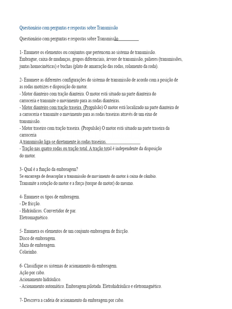 Perguntas e Respostas sobre Transmissão | PDF