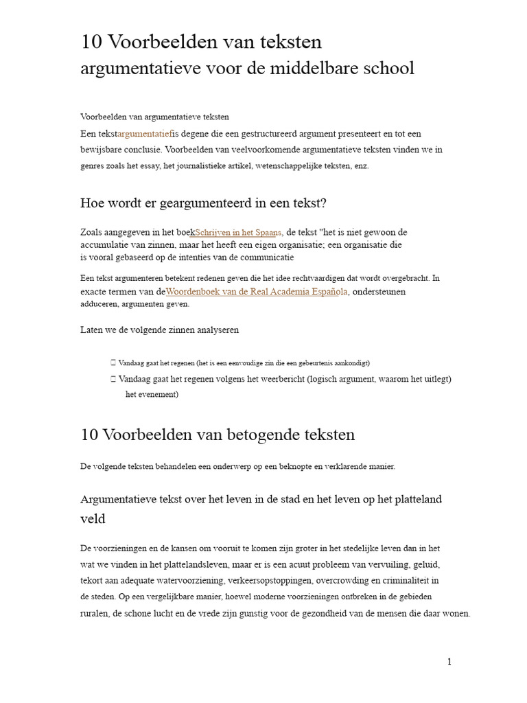 04.b. 10 Voorbeelden Van Argumentatieve Teksten (Niet Studeren, Alleen ...