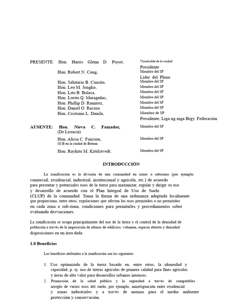 Ordenanza Municipal No. 2015-026 Ordenanza de Zonificación | PDF ...