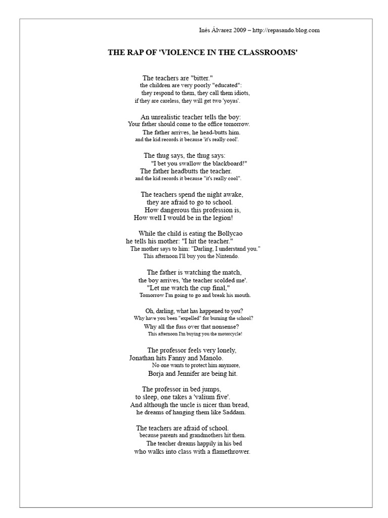 THE RAP OF Violence in The Classrooms | PDF