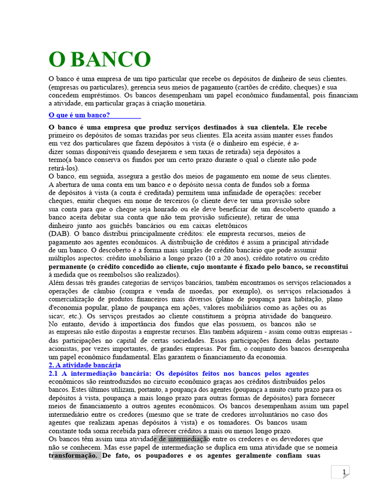 O_BANCO | PDF | Bancos | Bancos centrais